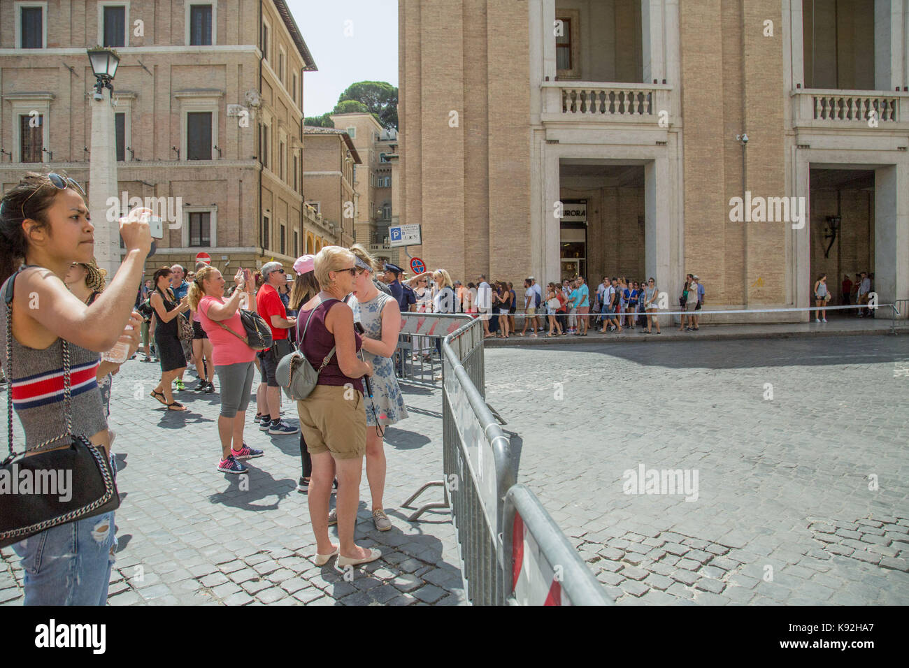 Increased security checks around St. Peter's Basilica in Rome, Italy ...