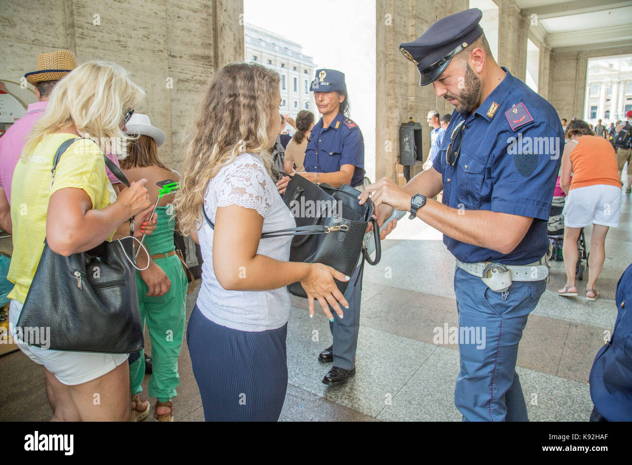 Increased security checks around St. Peter's Basilica in Rome, Italy ...