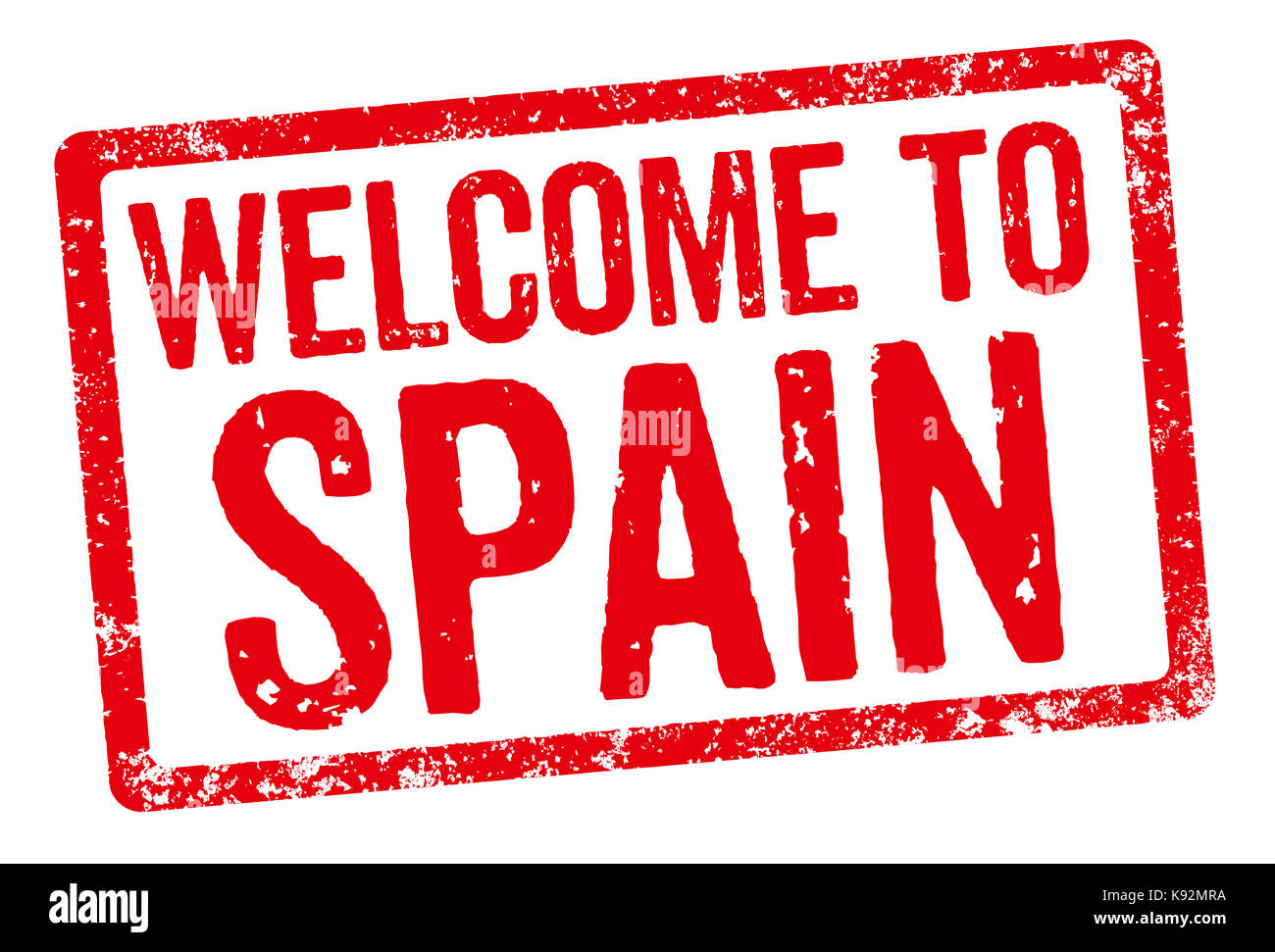 Red stamp on a white background - Welcome to Spain Stock Photo - Alamy