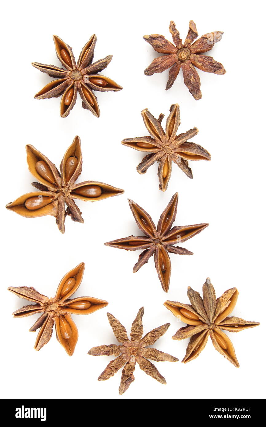composition of star anise isolated on a white background Stock Photo ...