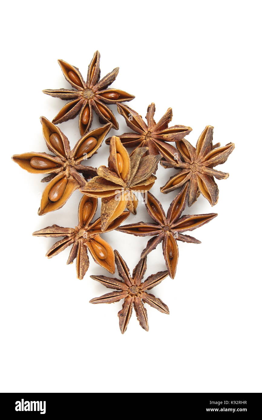 composition of star anise isolated on a white background Stock Photo ...