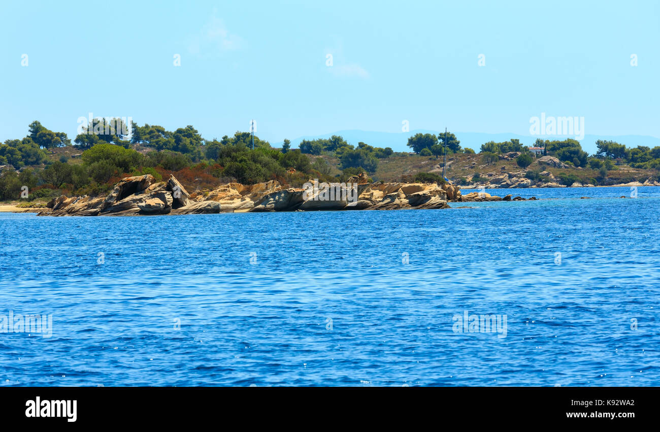 Summer sea coast landscape (Livari beach, Halkidiki, Sithonia, Greece ...