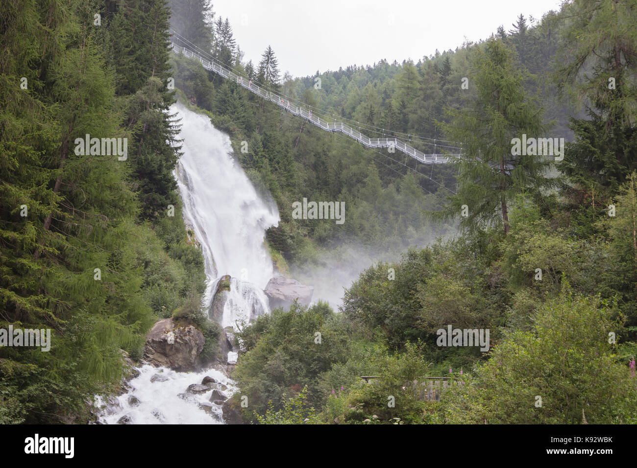 Waterfall in the Austrian Alps - Stuibenfall waterfall Stock Photo - Alamy