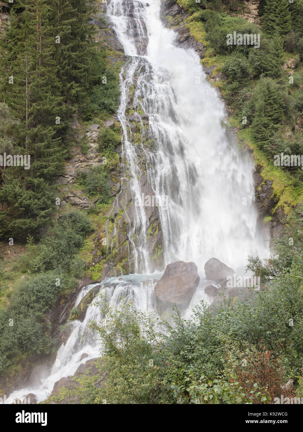 Waterfall in the Austrian Alps - Stuibenfall waterfall Stock Photo - Alamy