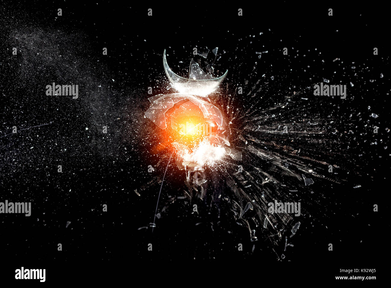 closeup on real explosion with black background Stock Photo - Alamy