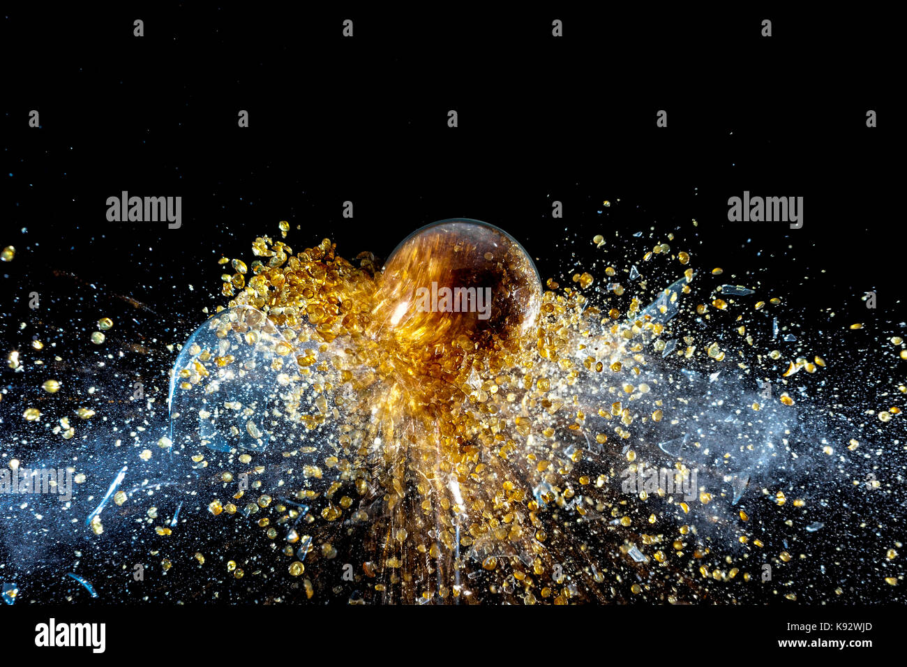 closeup on real explosion with black background Stock Photo - Alamy