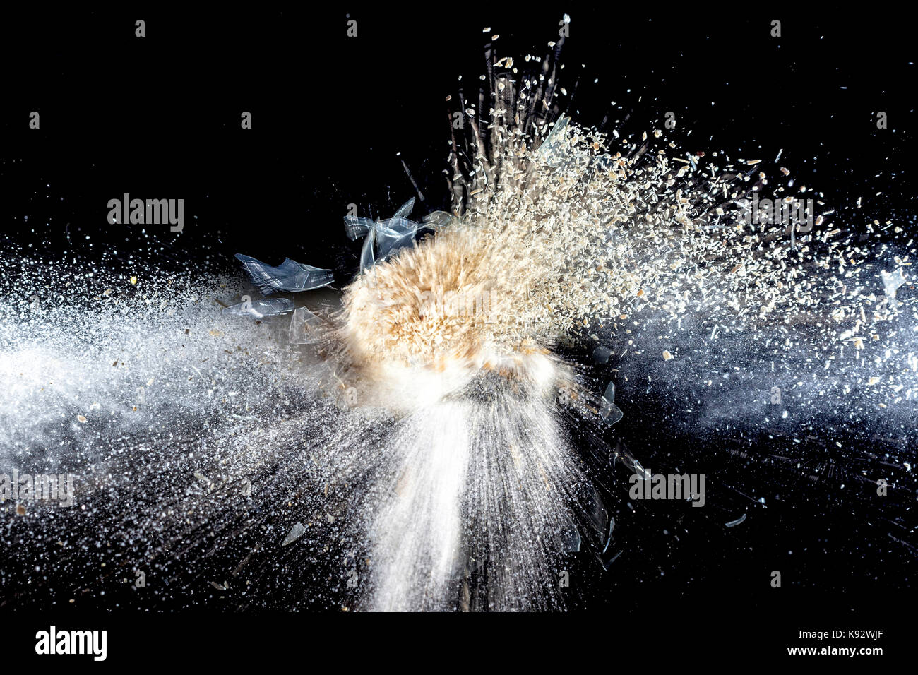 closeup on real explosion with black background Stock Photo - Alamy