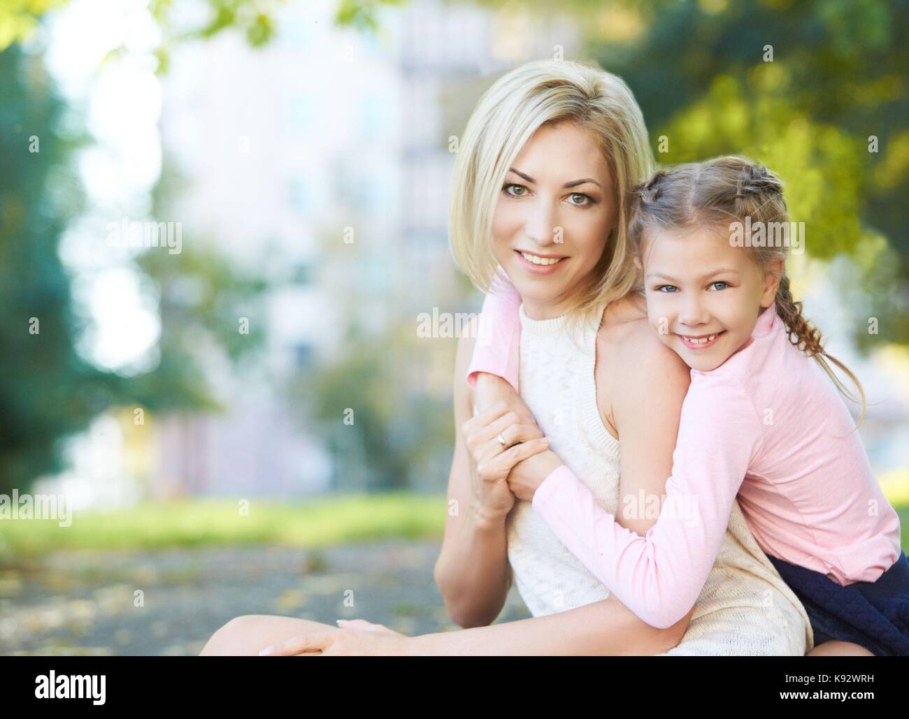 Mom and daughter. Embrace. Love Stock Photo - Alamy