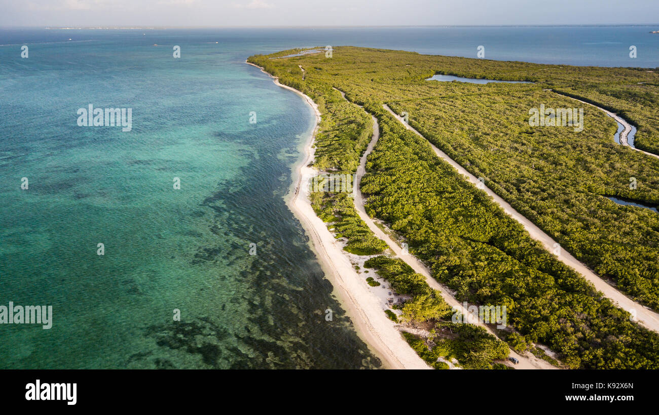 Aerial view of a remote tropical beach surrounded by forest Stock Photo ...