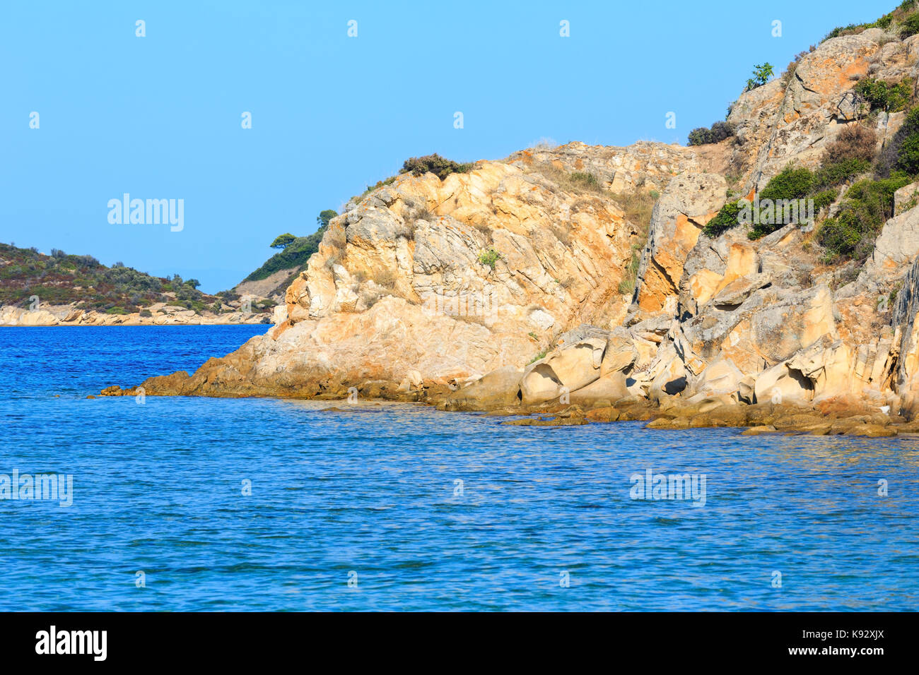 Summer sea view from Trani Ammouda beach (Ormos Panagias, Halkidiki ...