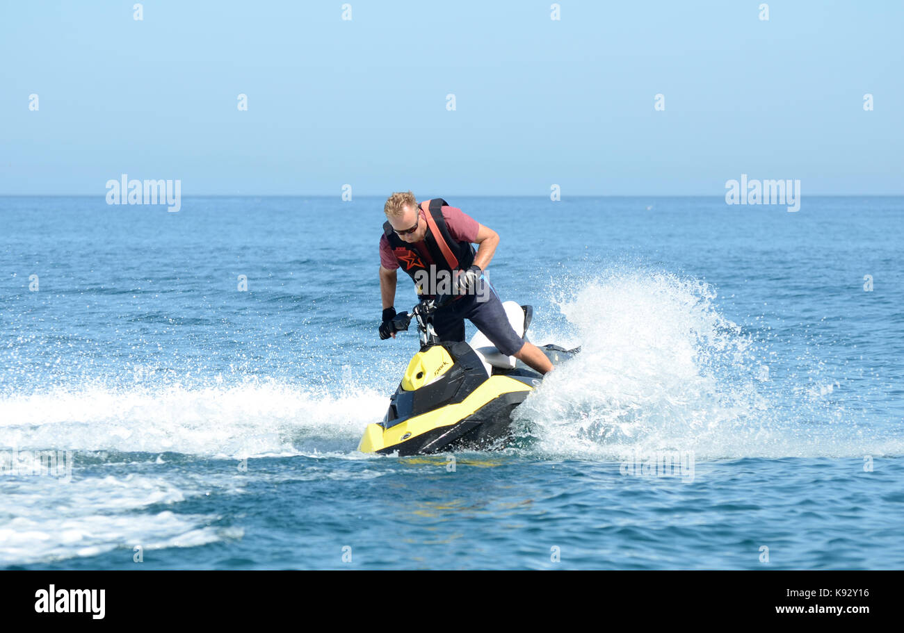 Having fun on a Sea Doo Spark Jet Ski on the sea Stock Photo - Alamy