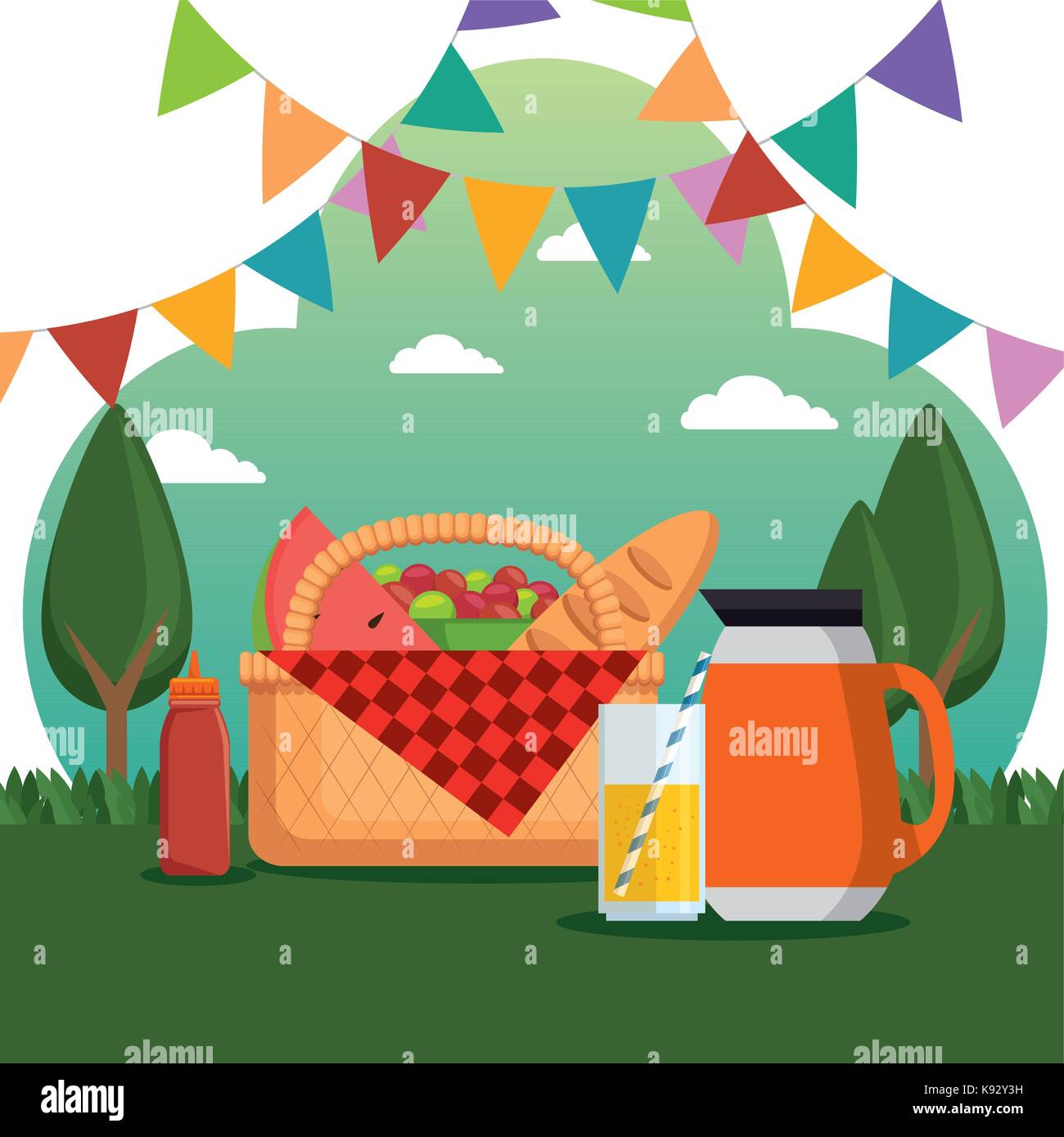 colorful picnic party poster vector illustration graphic design Stock ...
