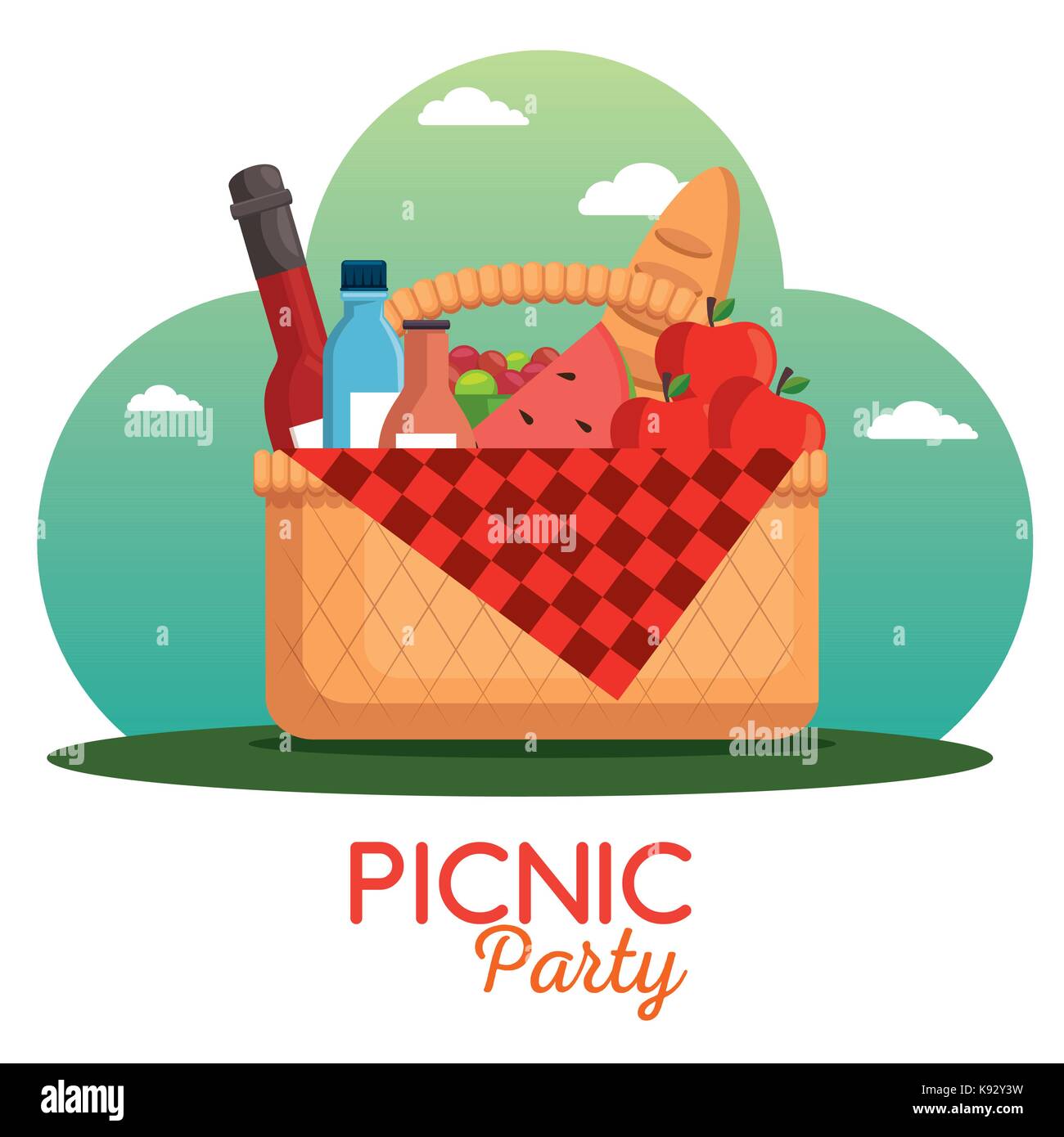 colorful picnic party poster vector illustration graphic design Stock ...
