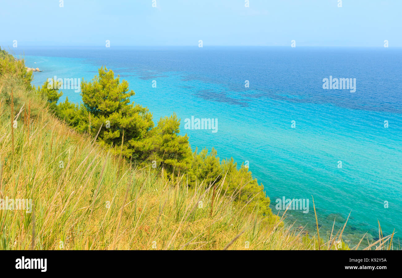 Summer sea coast morning landscape (Kassandra peninsula, Halkidiki ...