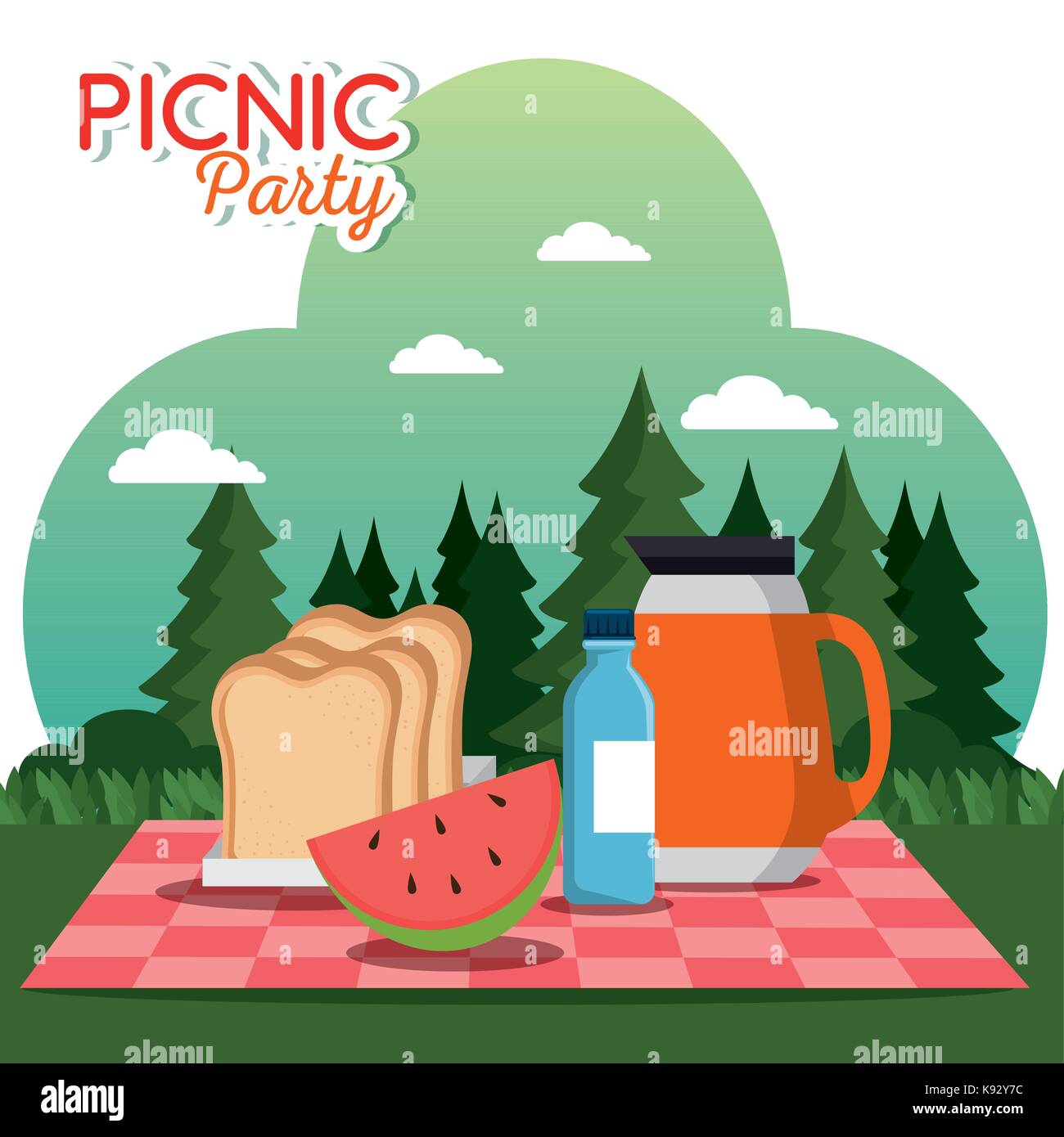 colorful picnic party poster vector illustration graphic design Stock ...