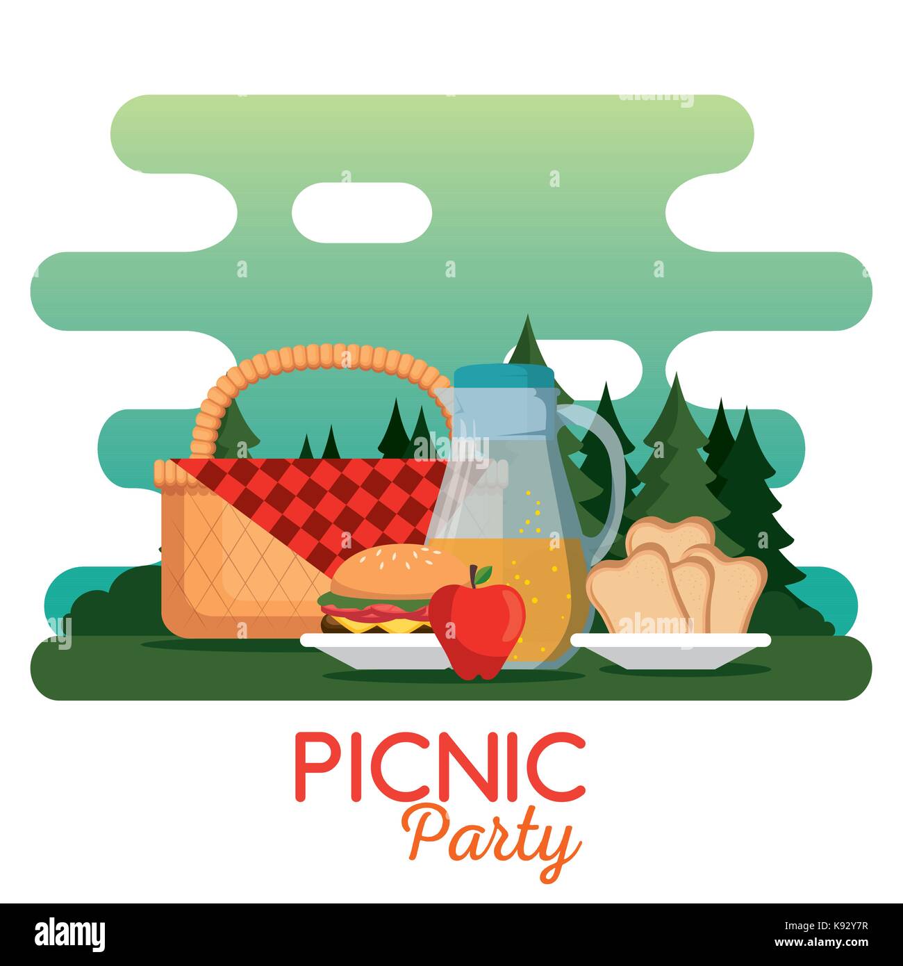 colorful picnic party poster vector illustration graphic design Stock ...