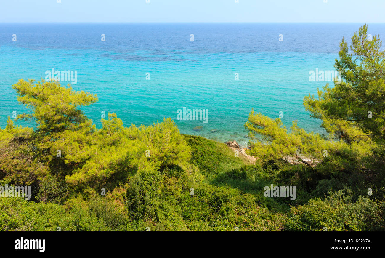 Summer sea coast morning landscape (Kassandra peninsula, Halkidiki ...