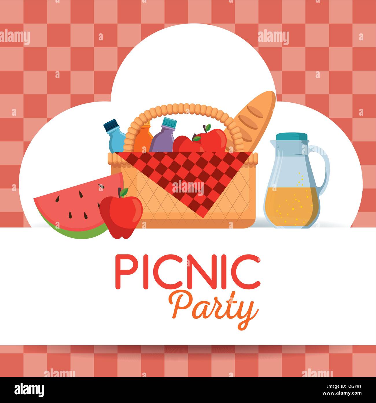 colorful picnic party poster vector illustration graphic design Stock ...