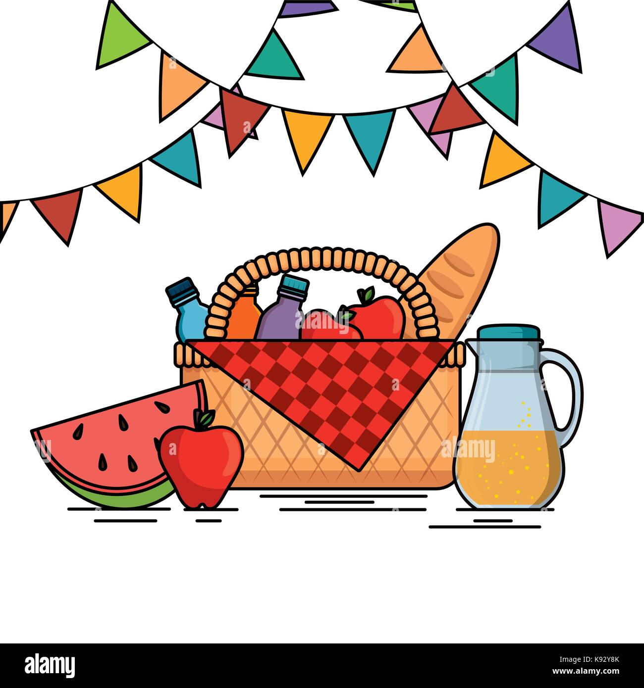 colorful picnic party poster vector illustration graphic design Stock ...