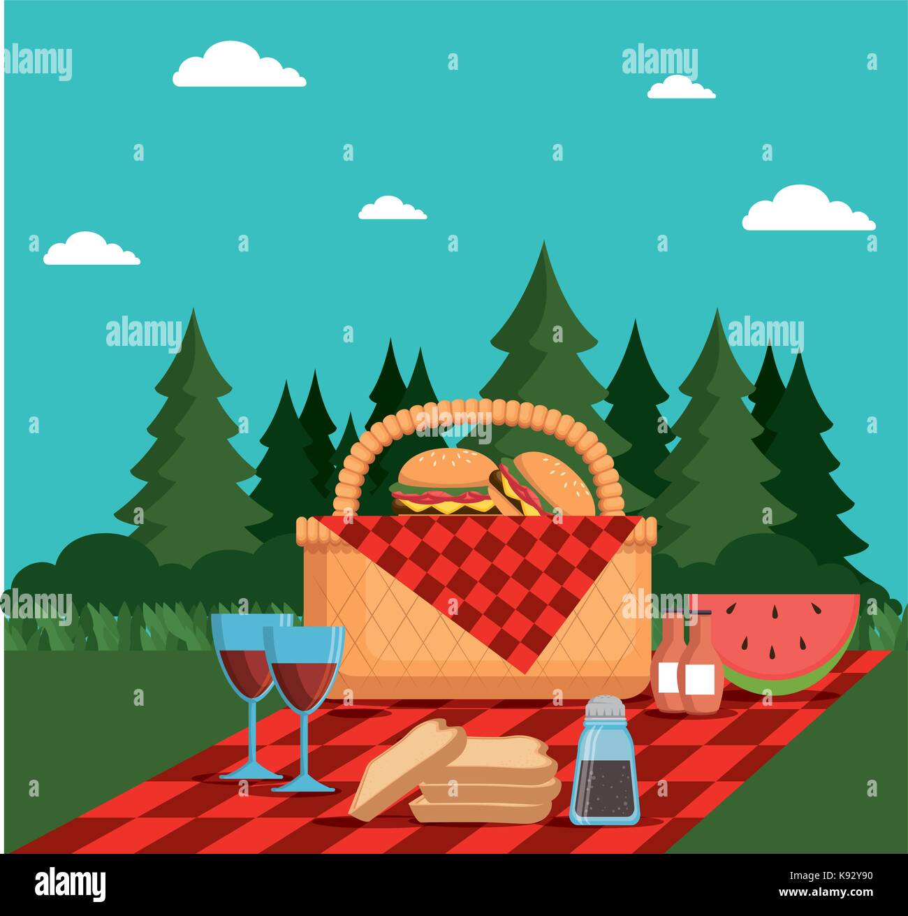 colorful picnic party poster vector illustration graphic design Stock ...