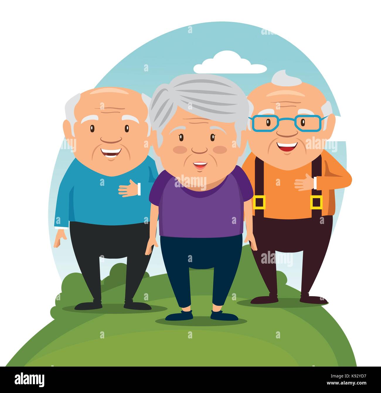 happy grandparents cartoon vector illustration graphic design Stock ...