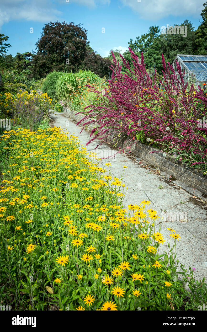 The English walled garden of Quex House near Birchington-on-Sea in Kent ...