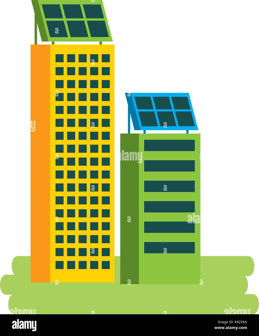 green energy urban ecology nature house or business building with solar ...