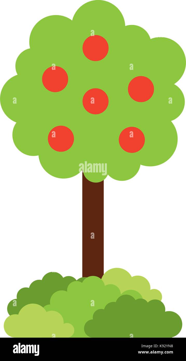 tree with fruit natural forest environment concept Stock Vector Image ...