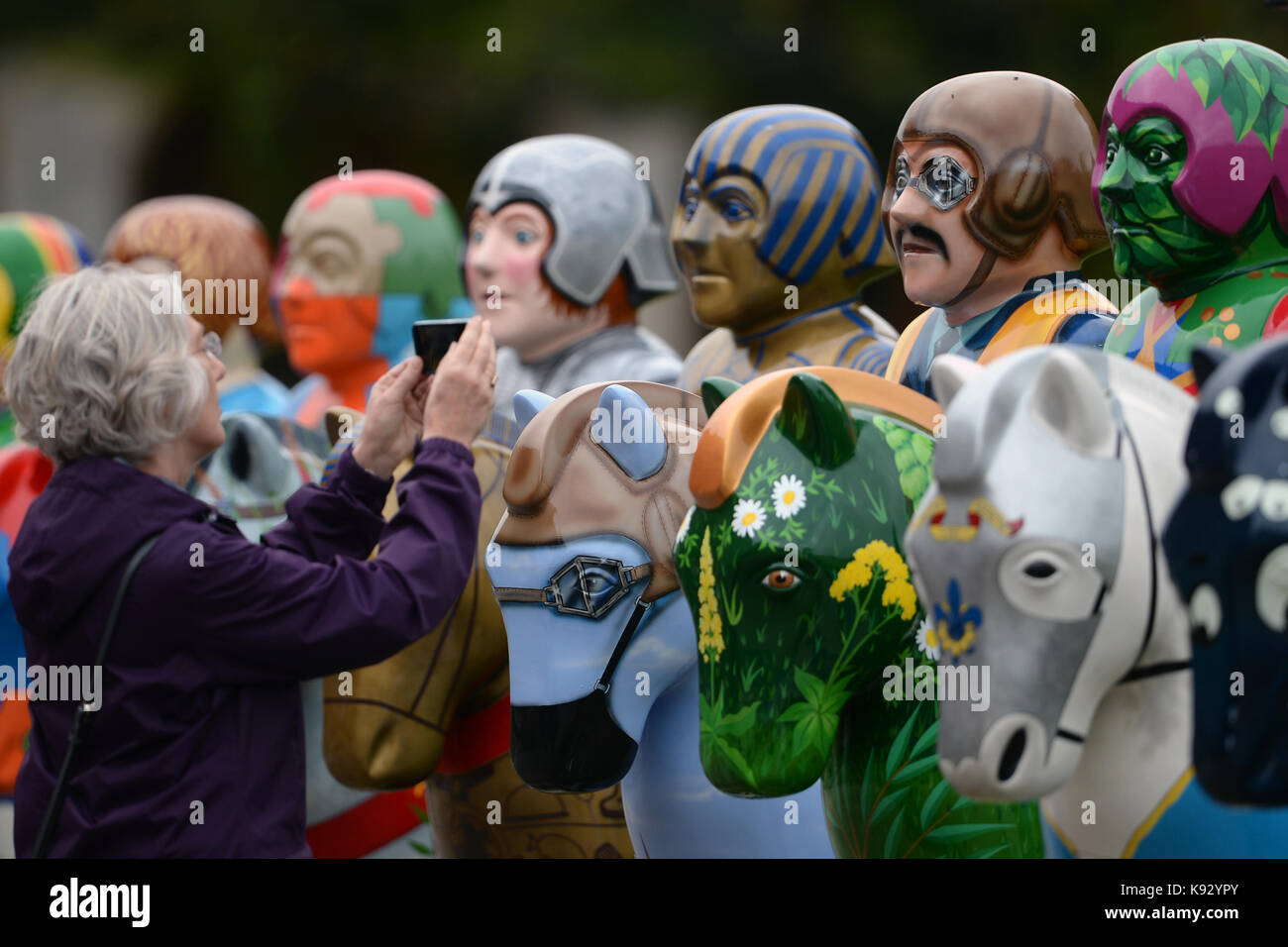 People view horsemen from the Lincoln Knights' Trail at Lincoln Castle ...
