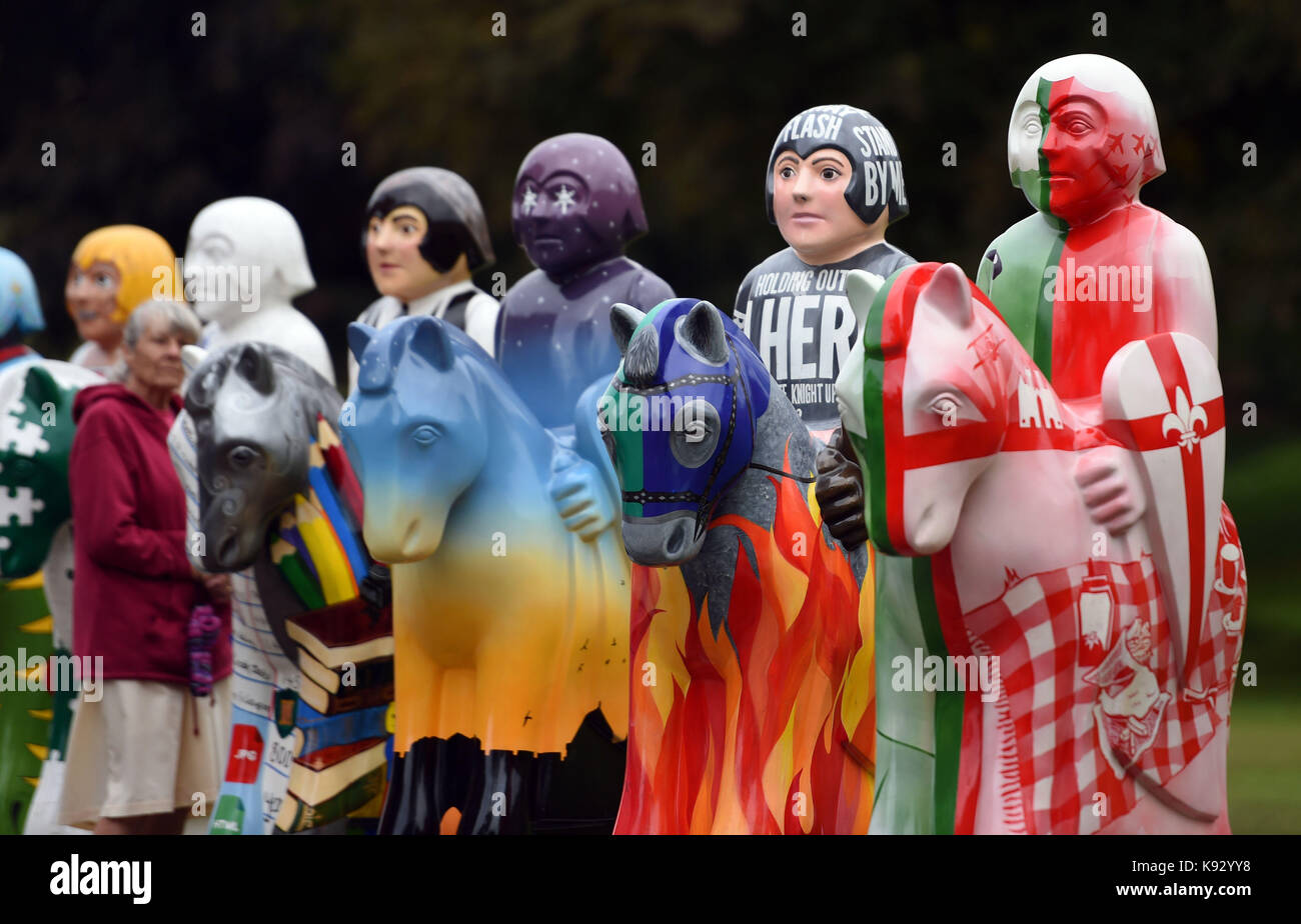 People view horsemen from the Lincoln Knights' Trail at Lincoln Castle ...