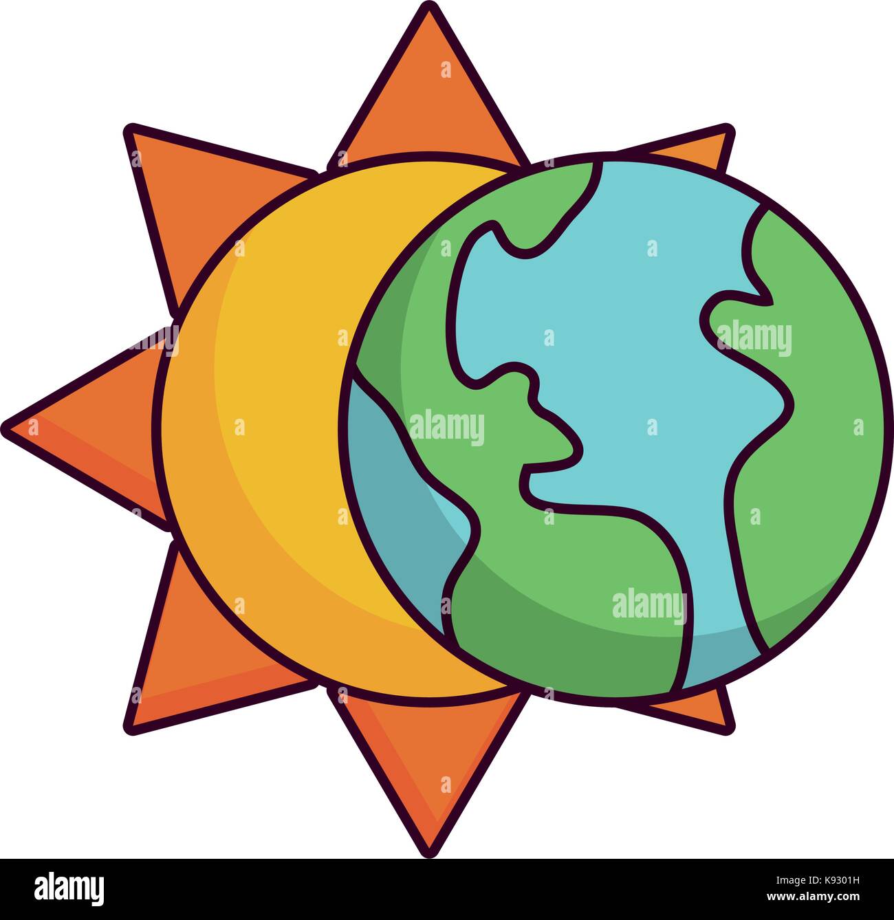 earth planet and sun icon Stock Vector Image & Art - Alamy