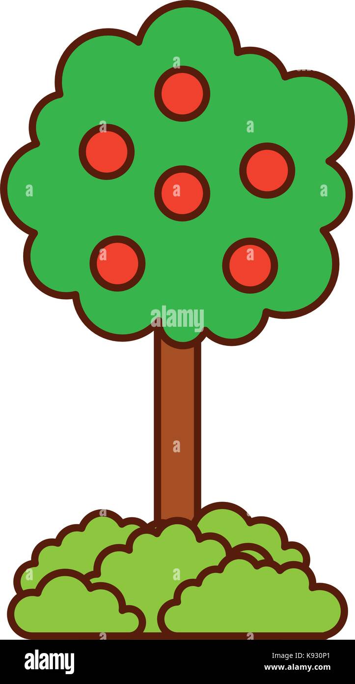 tree with fruit natural forest environment concept Stock Vector Image ...