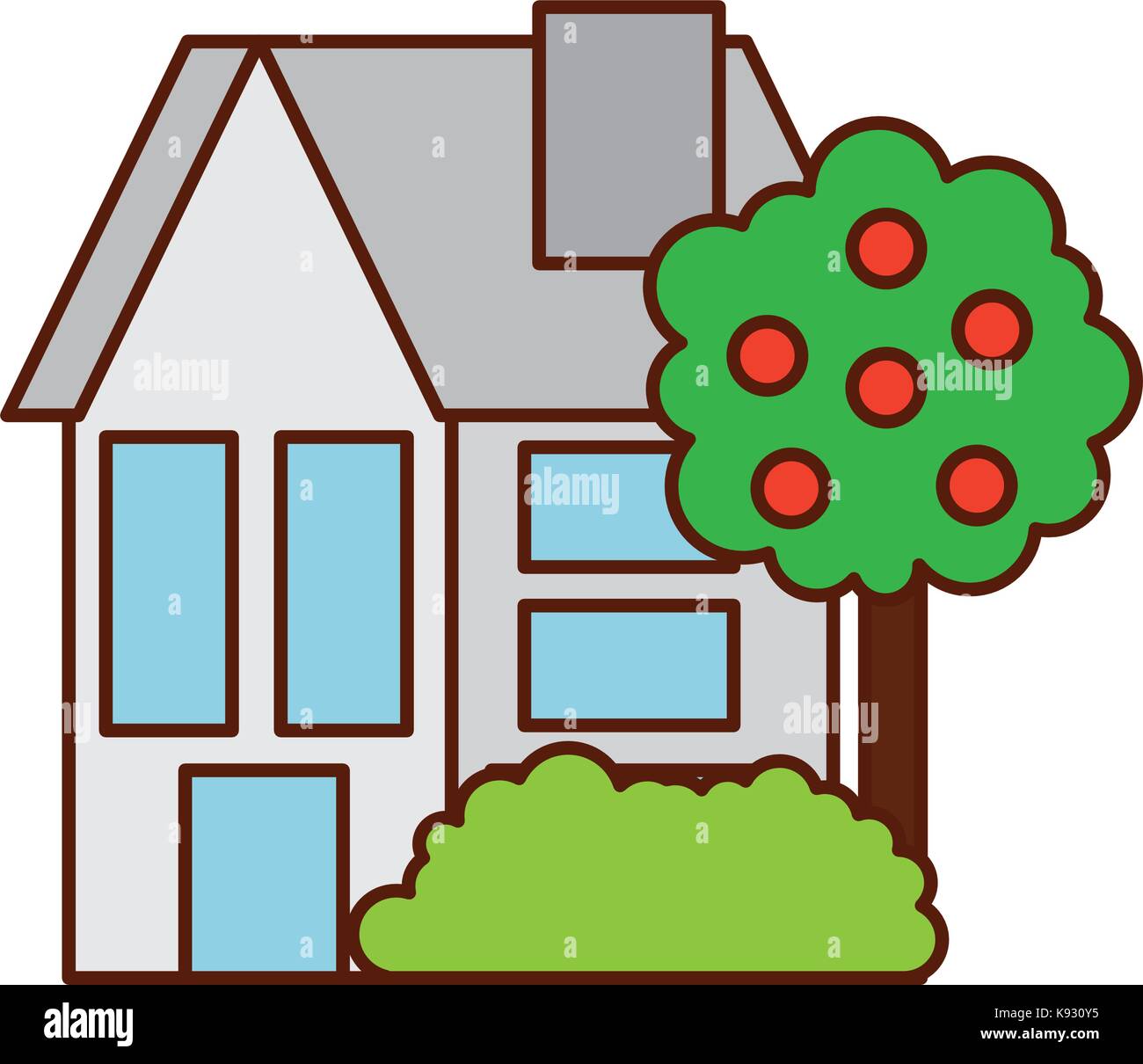 house tree residence property real estate architecture Stock Vector ...