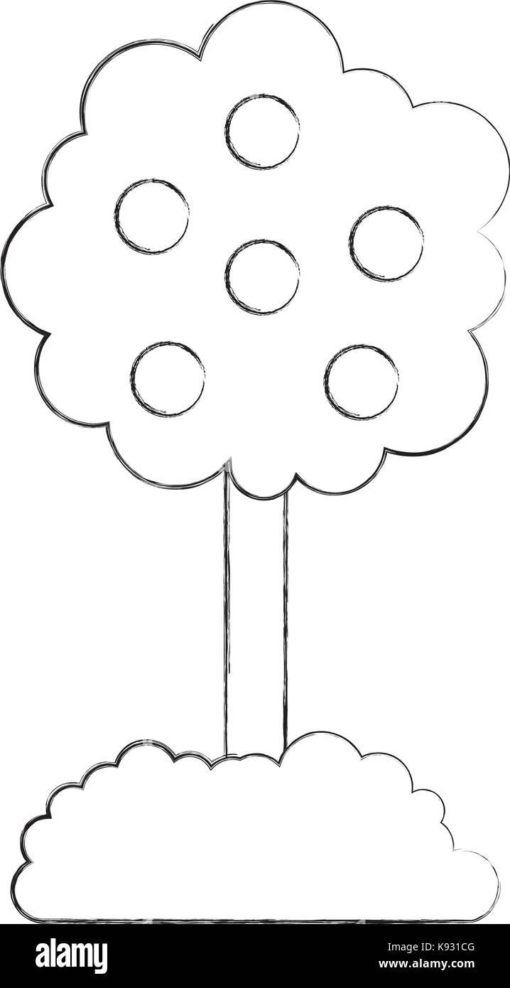 tree with fruit natural forest environment concept Stock Vector Image ...