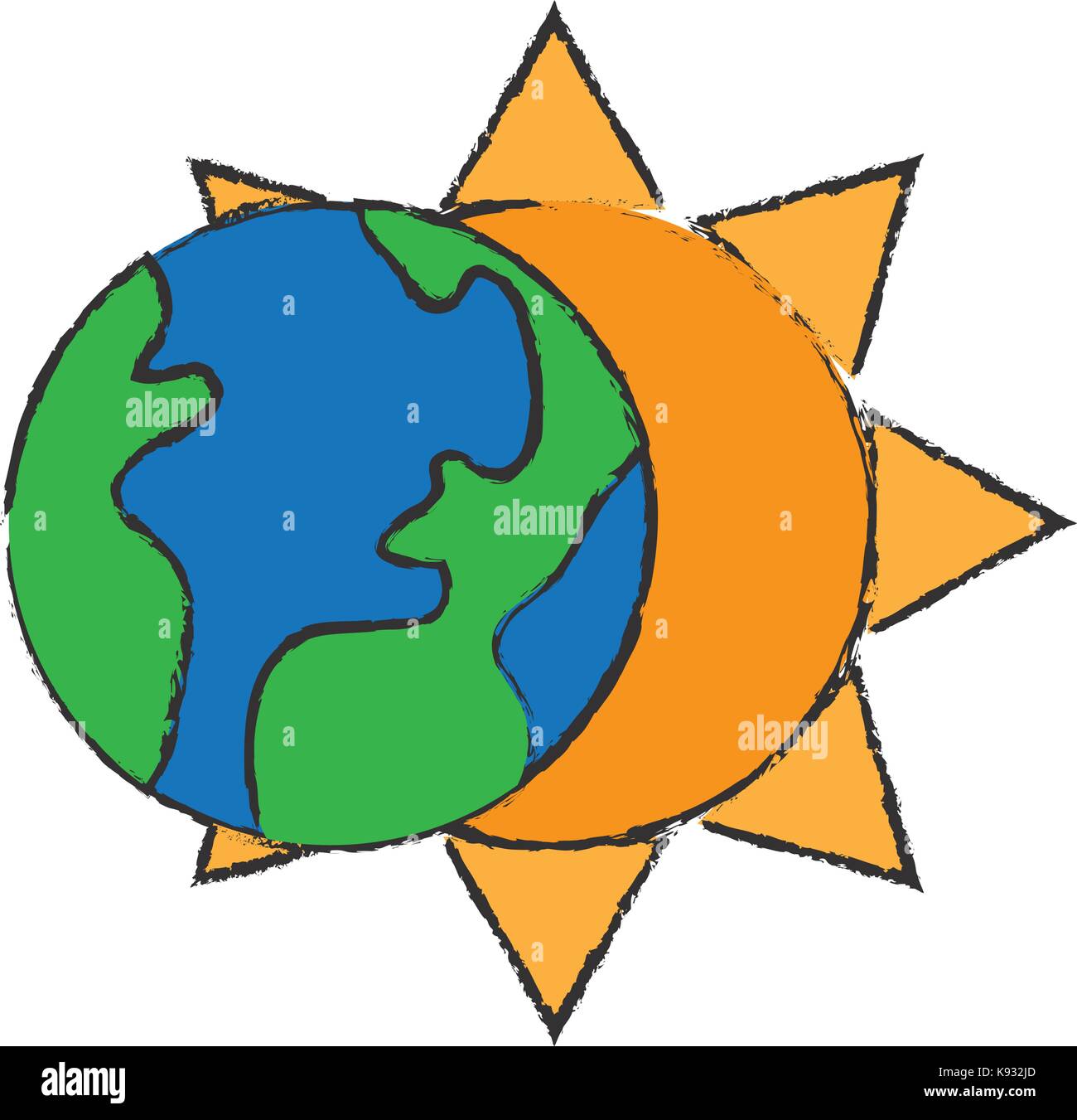 earth planet and sun icon Stock Vector Image & Art - Alamy