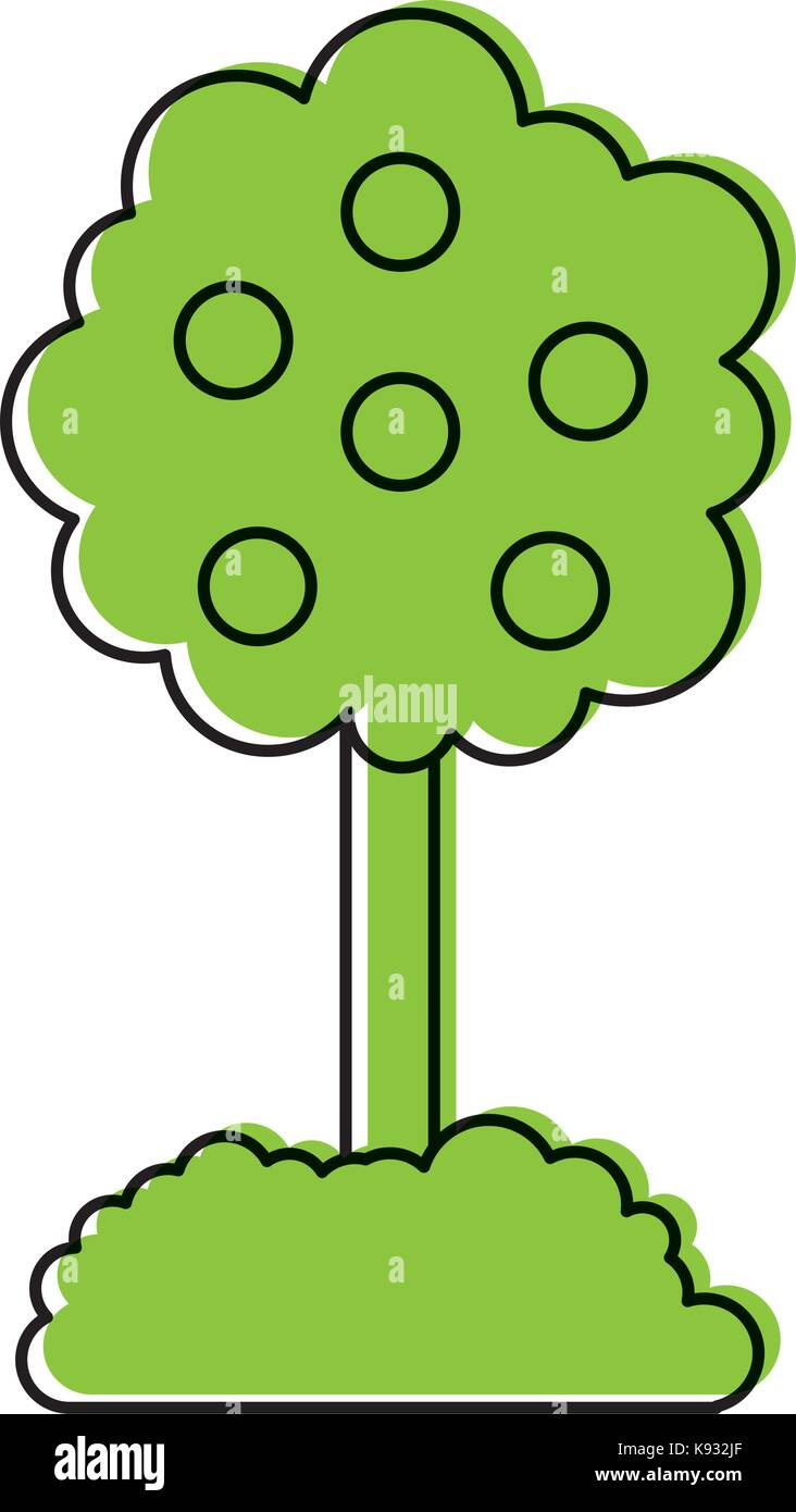 tree with fruit natural forest environment concept Stock Vector Image ...