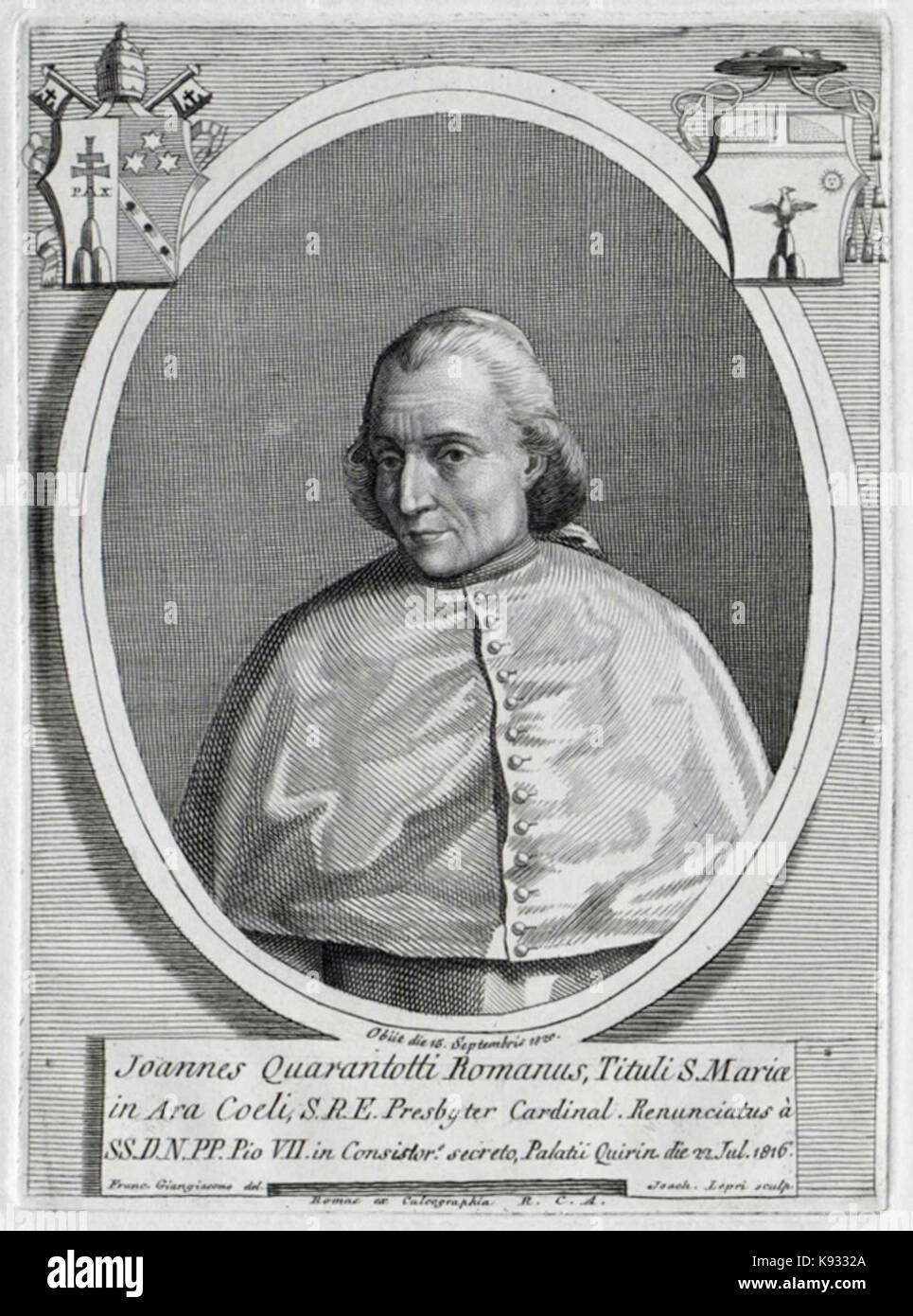 Kardinal Giovanni Battista Quarantotti 1 Stock Photo - Alamy