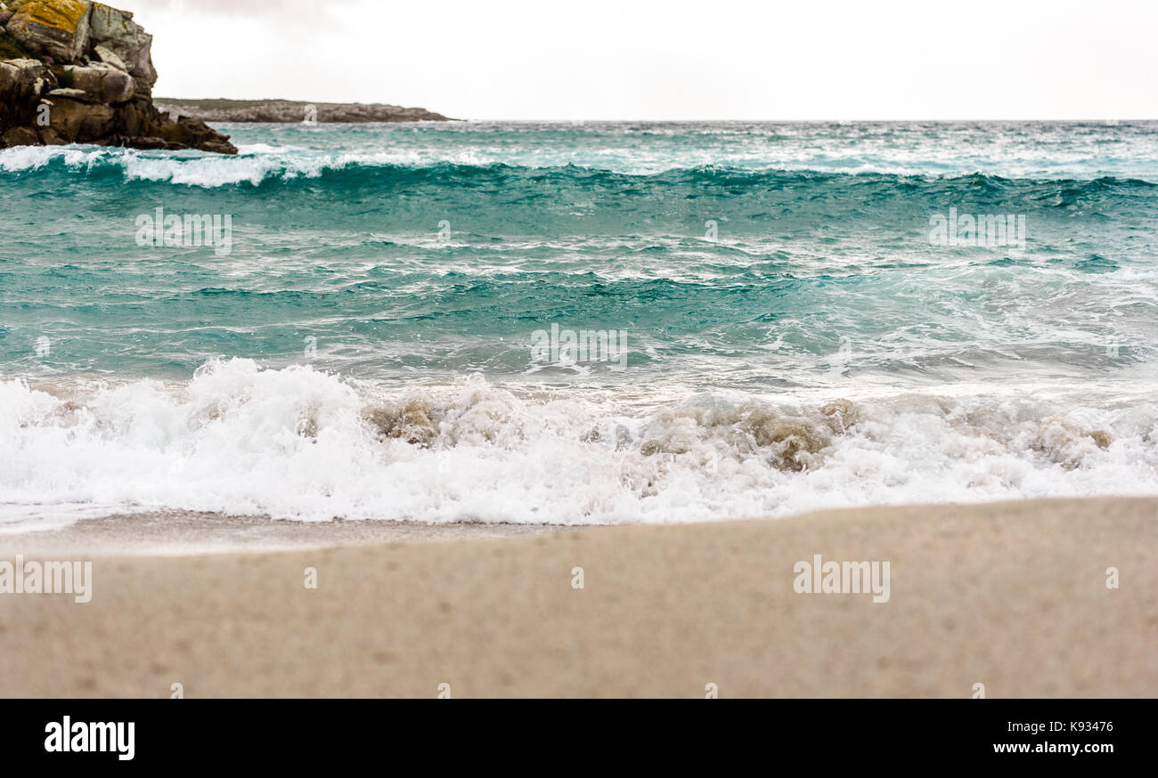 Strong wind, sea waves and the coast or beach. Dramatic photo of ...