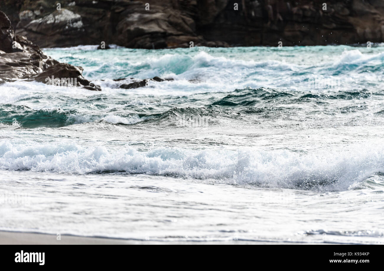 Strong wind, sea waves and the coast or beach. Dramatic photo of ...