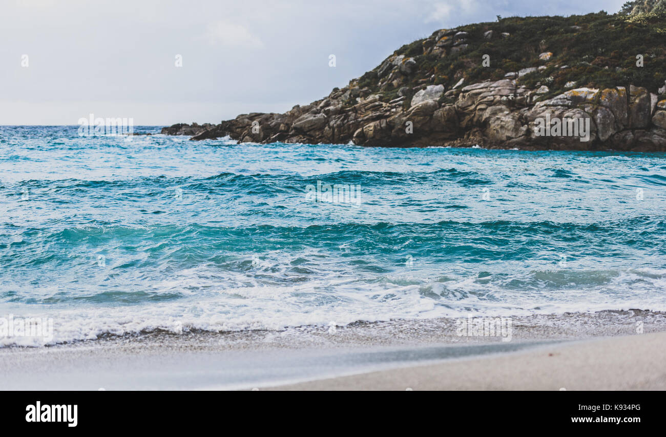 Strong wind, sea waves and the coast or beach. Dramatic photo of ...