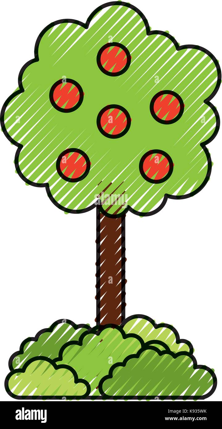 tree with fruit natural forest environment concept Stock Vector Image ...