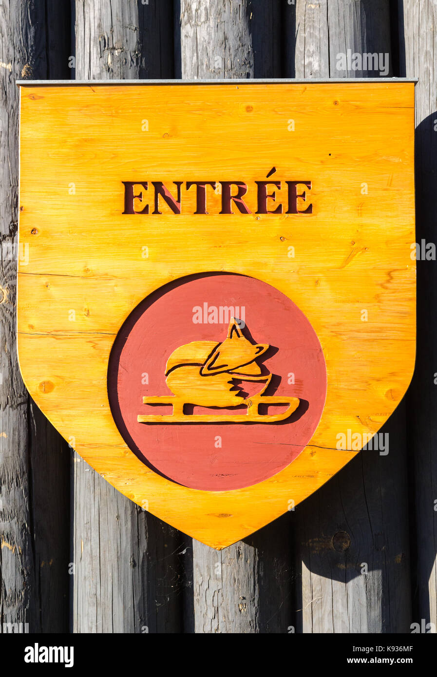 Entrance sign for the trading post, Sept Iles, Canada Stock Photo - Alamy