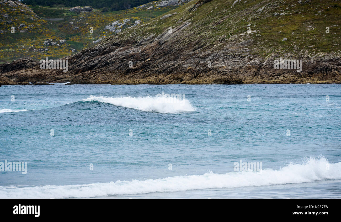 Big surfing ocean sea waves on sandy beach. Background landscape ...