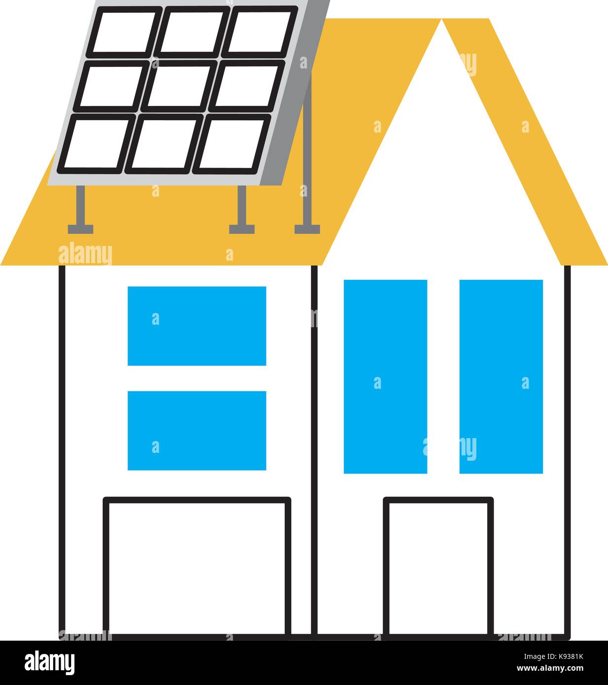 house with solar roof panel for real estate Stock Vector Image & Art ...