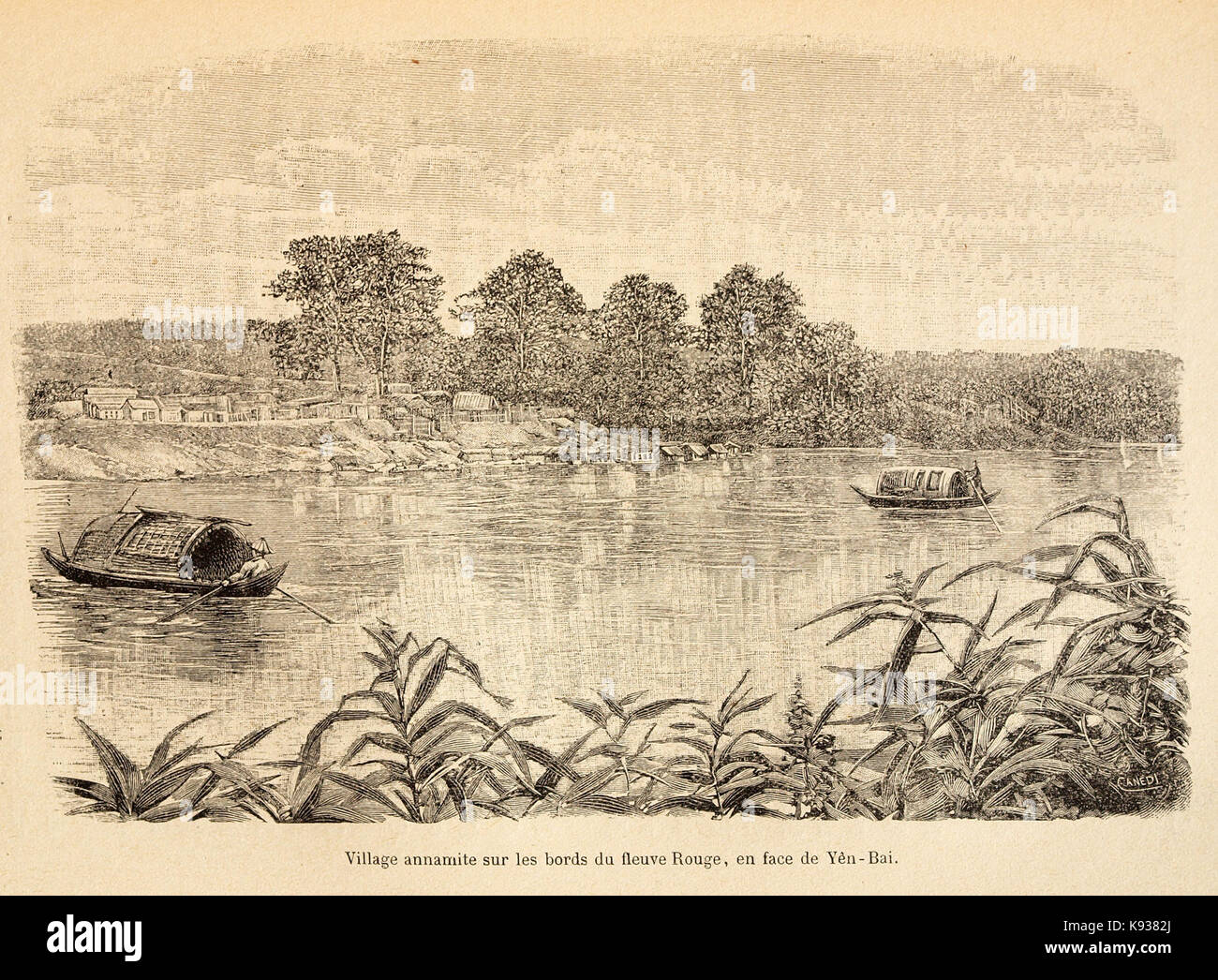 L.Girod Dix Ans de Haut Tonkin 1899 village annamite sur le Fleuve ...