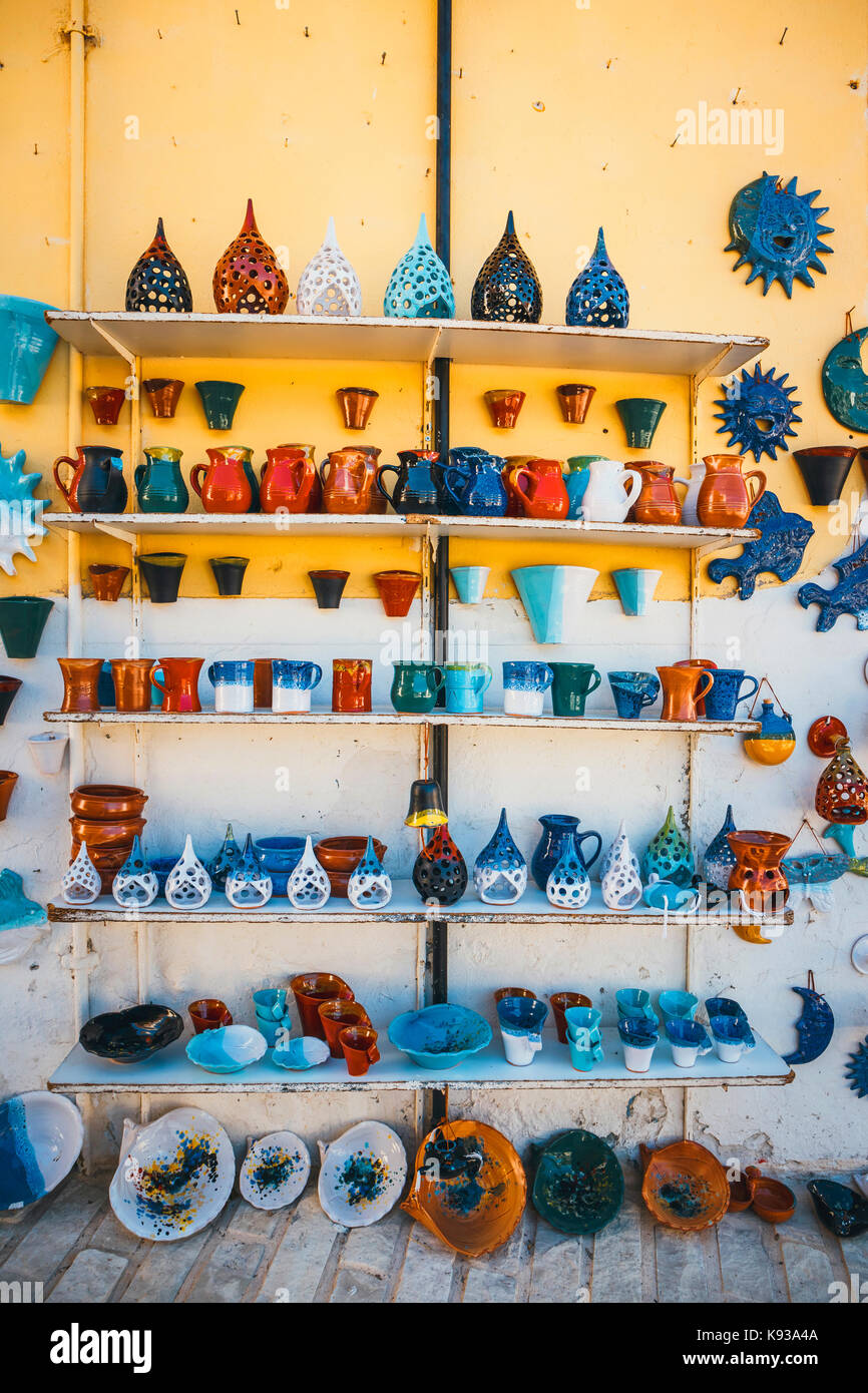 Traditional Cretan painted ceramic dishes, Crete, Greece Stock Photo ...