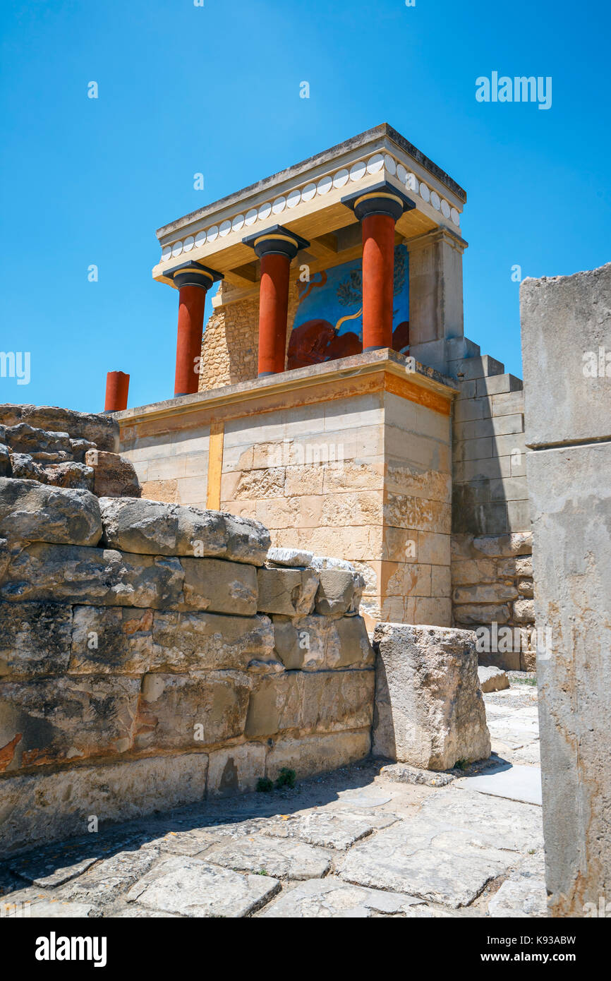 Scenic ruins of the Minoan Palace of Knossos on Crete, Greece Stock ...