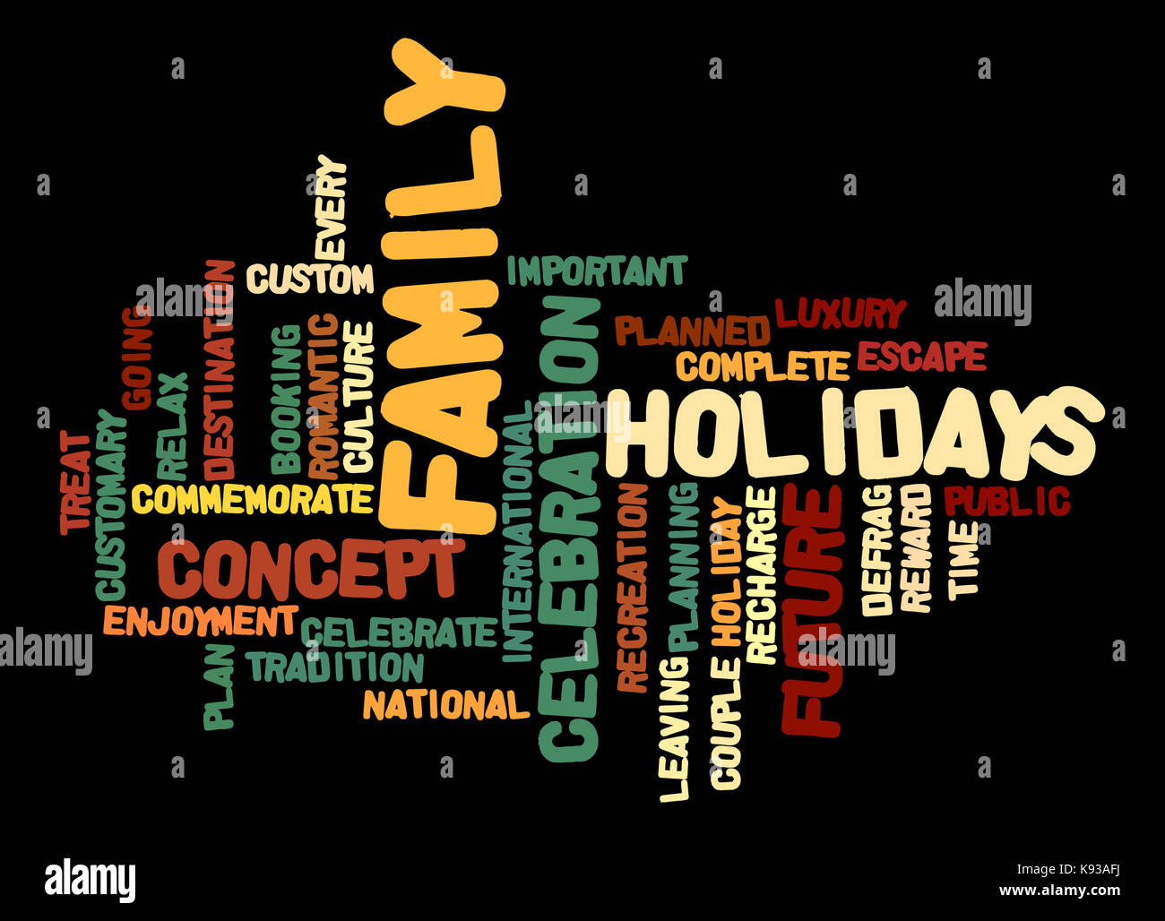 Family holiday word cloud Stock Photo - Alamy