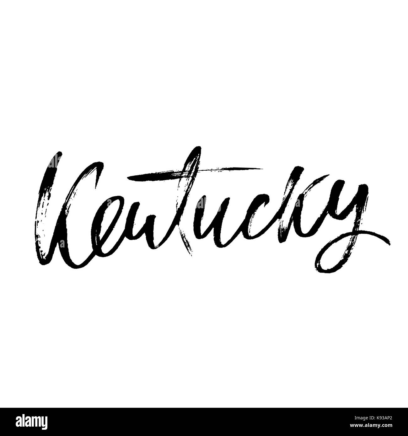 Kentucky. Modern dry brush lettering. Retro typography print. Vector ...
