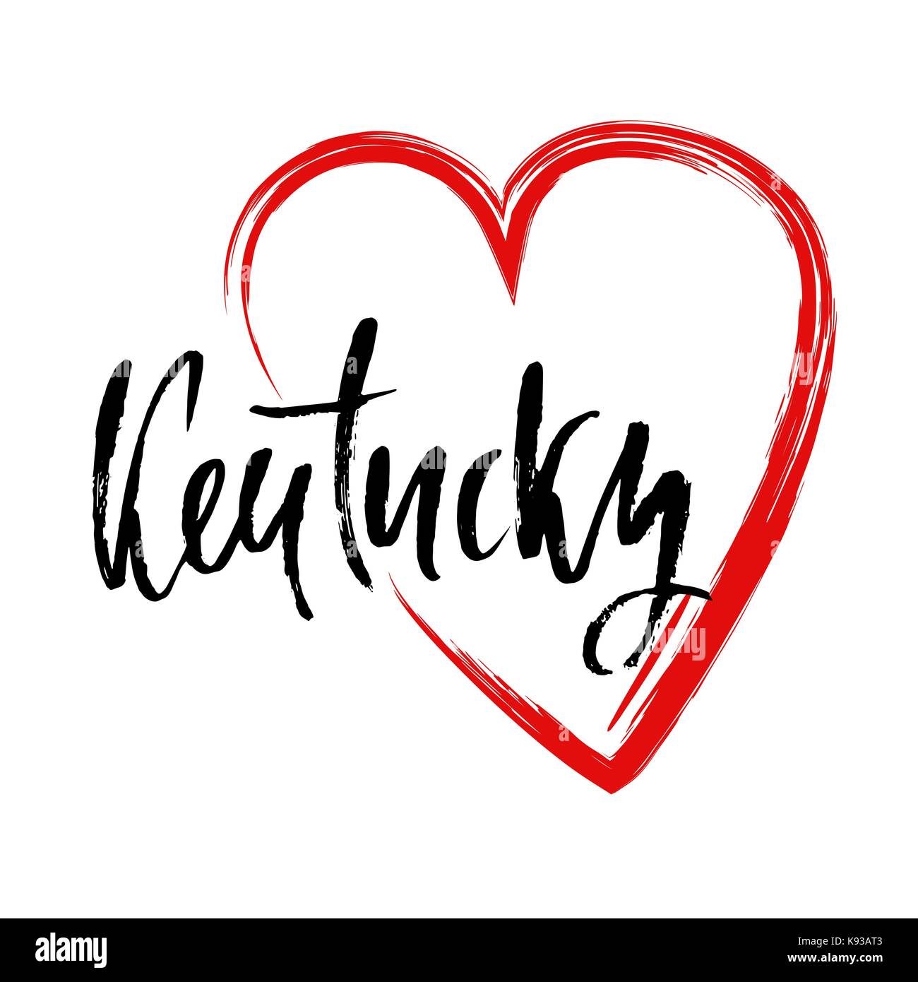 I love Kentucky. Modern dry brush lettering. Retro typography print ...